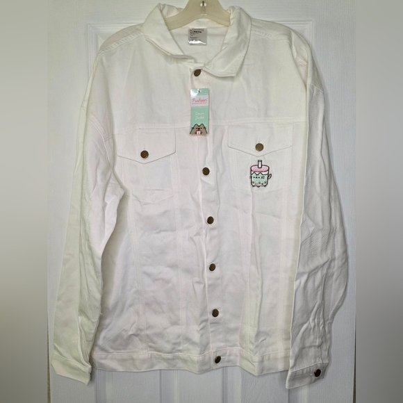 Pusheen | Jackets & Coats | Pusheen White Denim Jacket With Cute Patch ...